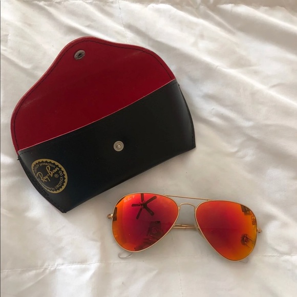Ray-Ban | Accessories | Polarized Rayban Aviators Reflective Redorange ...